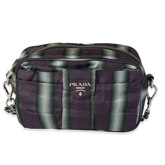 Prada | Bags | Prada Purple And Grey Striped Nylon Camera Bag | Poshmark